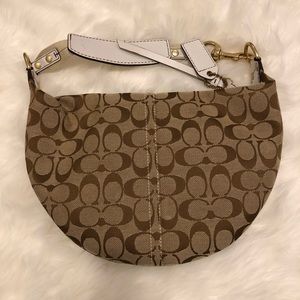 Coach | Bags | Coach Half Moon Purse In Dark Tan Canvas | Poshmark